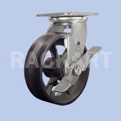 Rodaja Giratoria V-Groove 4'' X 2'' Freno Lateral